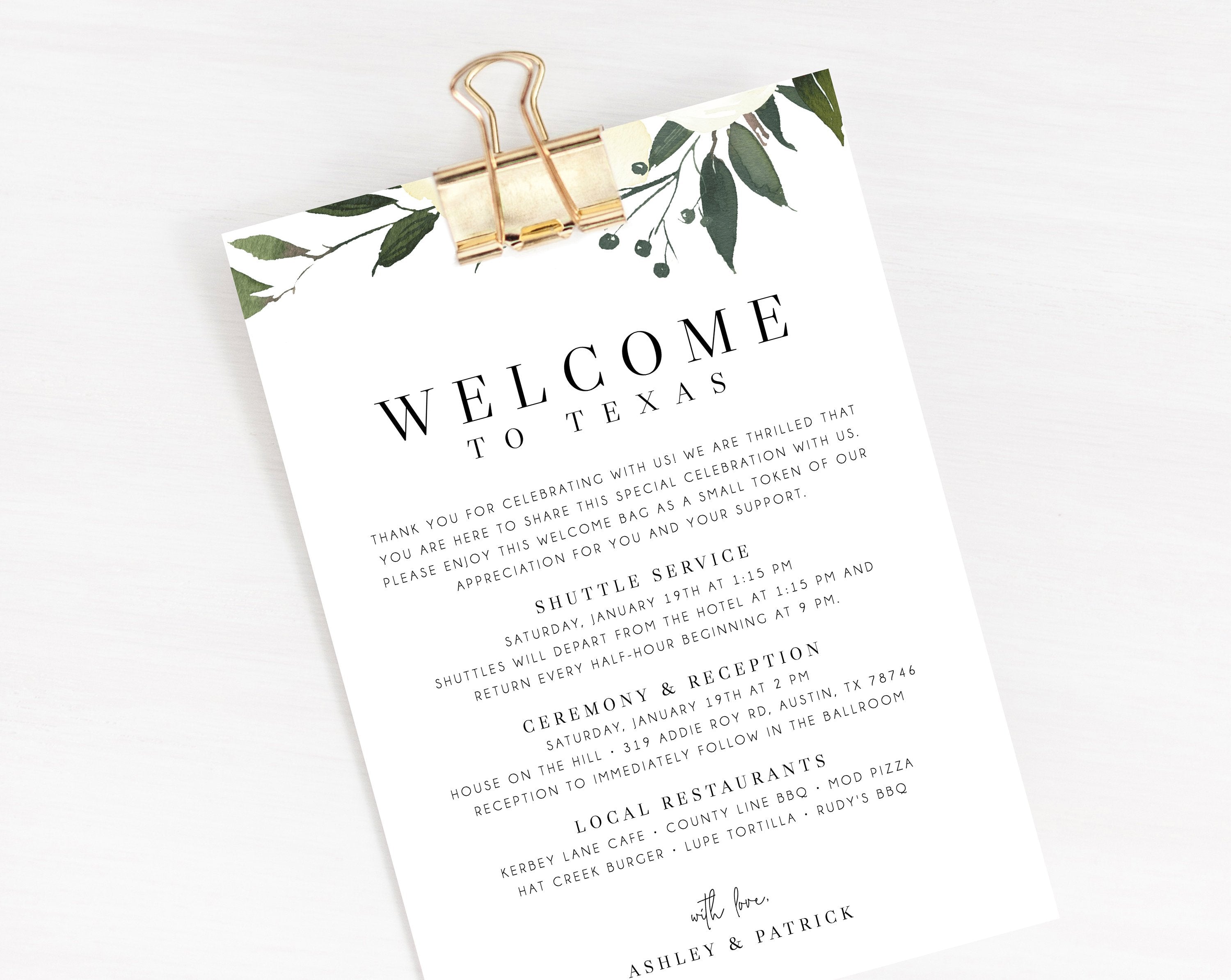Welcome note for wedding guests 60 photos - Astyledwedding.com