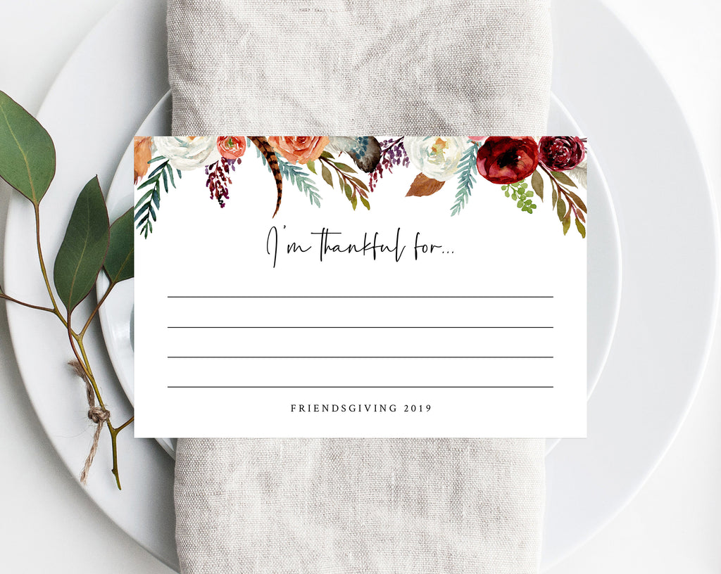 Friendsgiving Printable Template, I'm Thankful For Notes, Thanksgiving ...