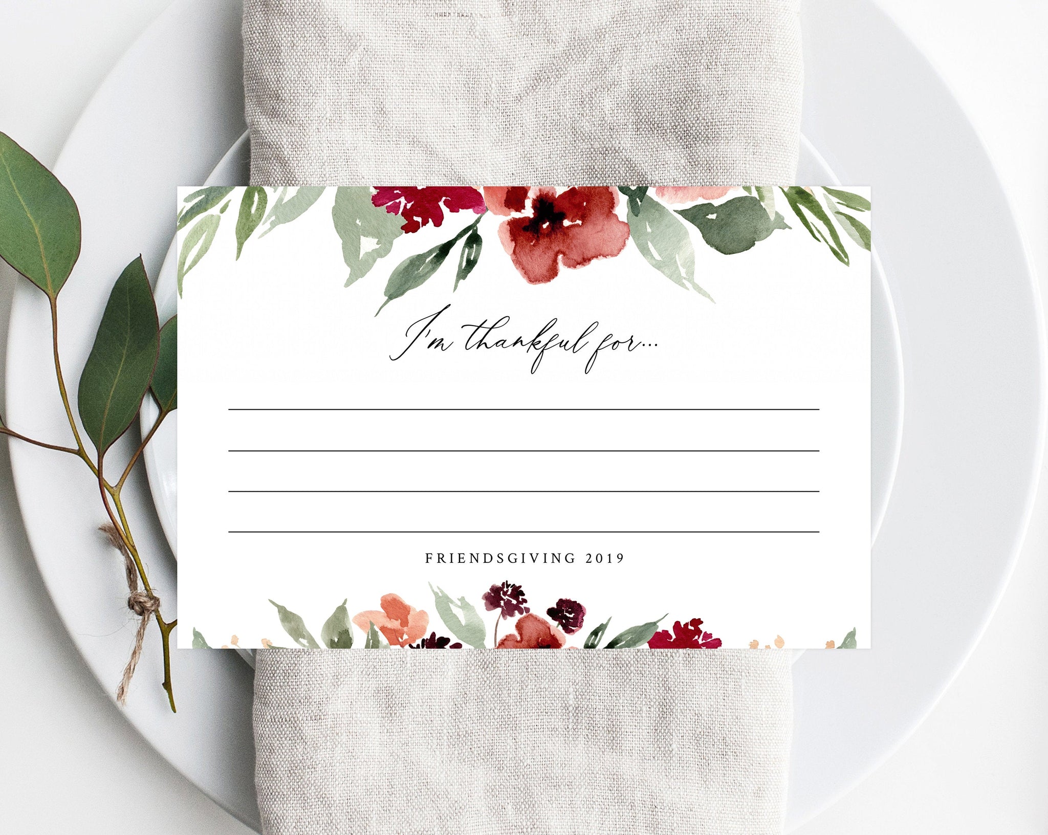 Friendsgiving Printable Template, I'm Thankful For Notes, Thanksgiving ...