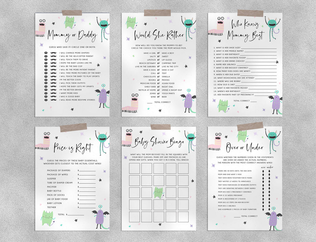 Monster Baby Shower Games Baby Shower Games Who Knows Mummy Best Pink